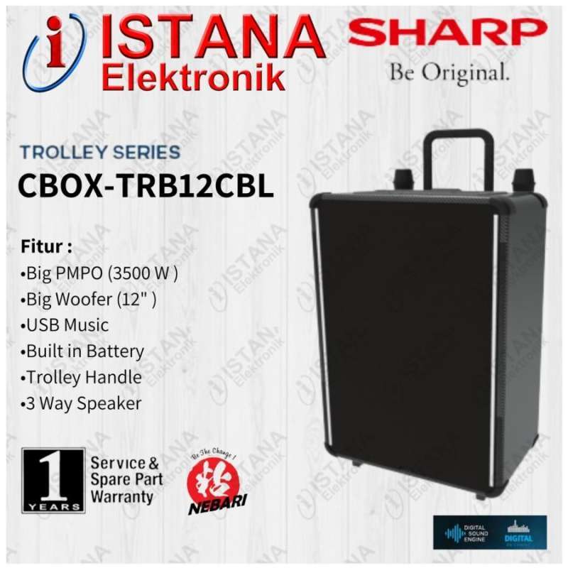 Jual SHARP TROLLEY SPEAKER AKTIF SYSTEM 12 INCH CBOX-TRB12CBL di Seller ...