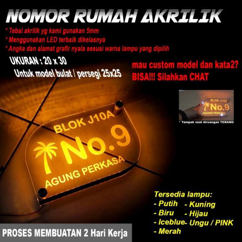 Promo PAPAN NOMOR RUMAH AKRILIK NOMER RUMAH AKRILIK NO RUMAH LAMPU ...