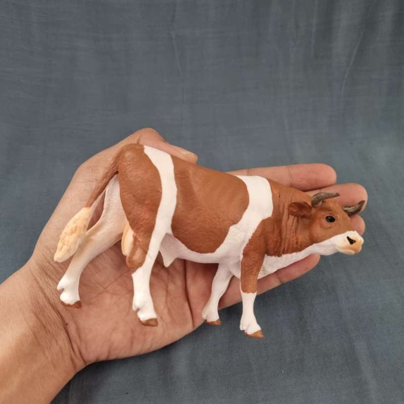 Jual Figur Hewan Sapi Tanduk Pendek Loreng Coklat Miniatur Detail 13 ...