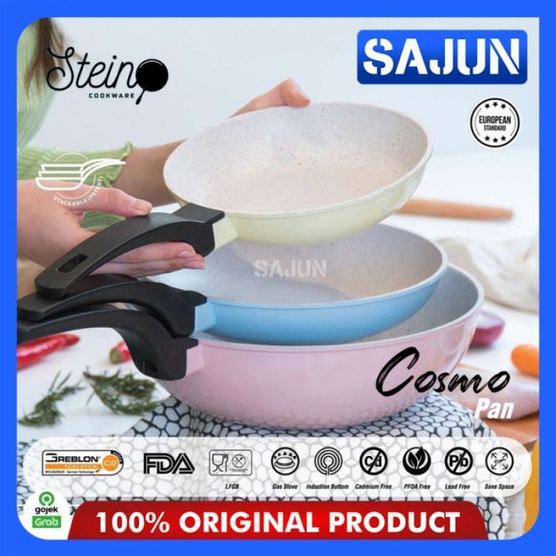 Promo Stein Cookware Cosmo Pan Set 3 In 1 Unique Stackable Design Fry ...