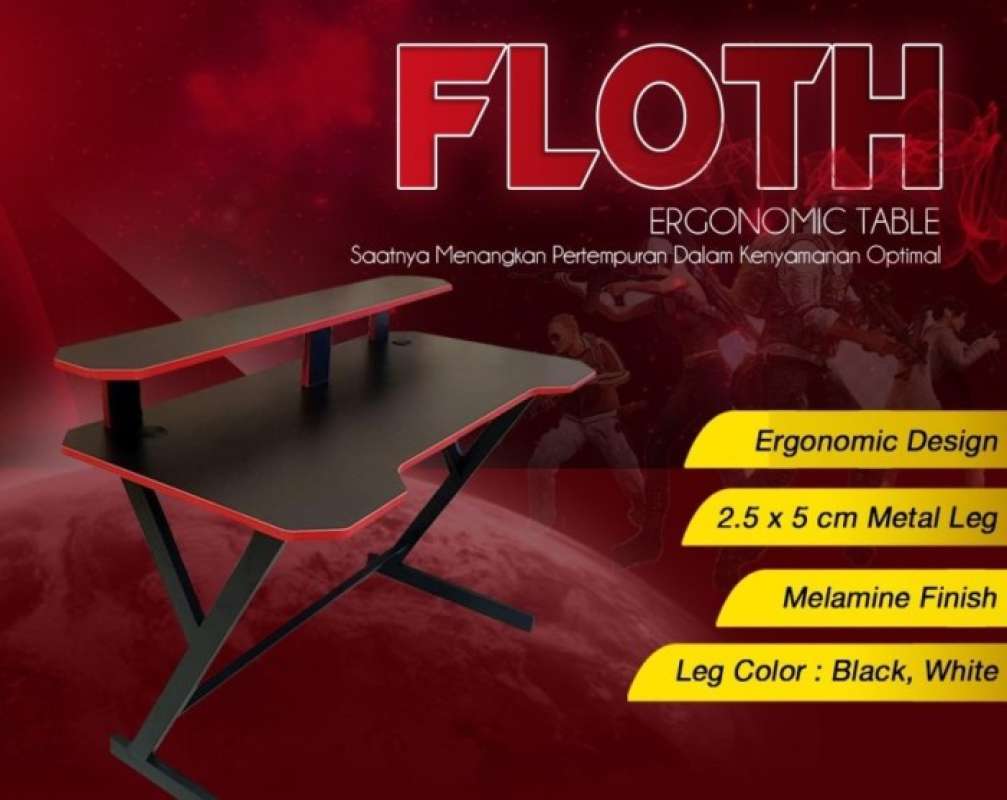 Promo Meja Gaming Meja Komputer FLOTH FL120 Diskon 23% di Seller ...