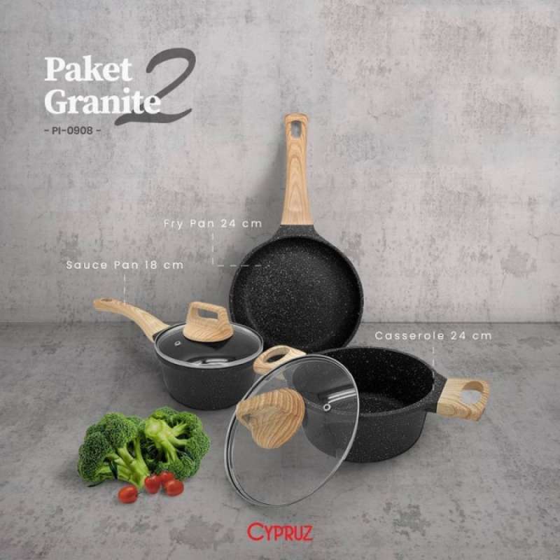 Promo Cypruz Pi-0908 5 Pcs Granite Cookware With Casseroles Diskon 23% ...
