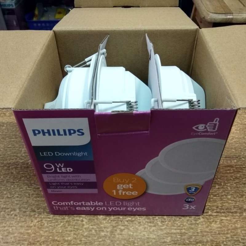 Promo Philips Led 9w 9watt Multipack 3 Buah Downlight Meson 6500k Putih ...