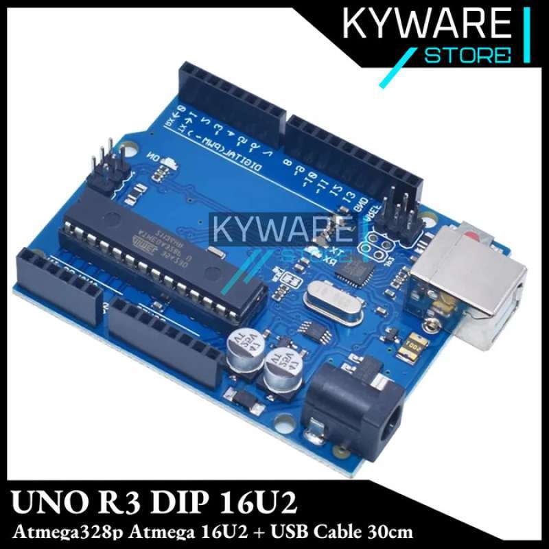 Jual Arduino Uno R3 Dip Atmega328P Atmega 16U2 Logo + Kabel Usb Terbaru ... Jual Arduino Uno R3 Dip Atmega328P Atmega 16U2 Logo + Kabel Usb Terbaru ...