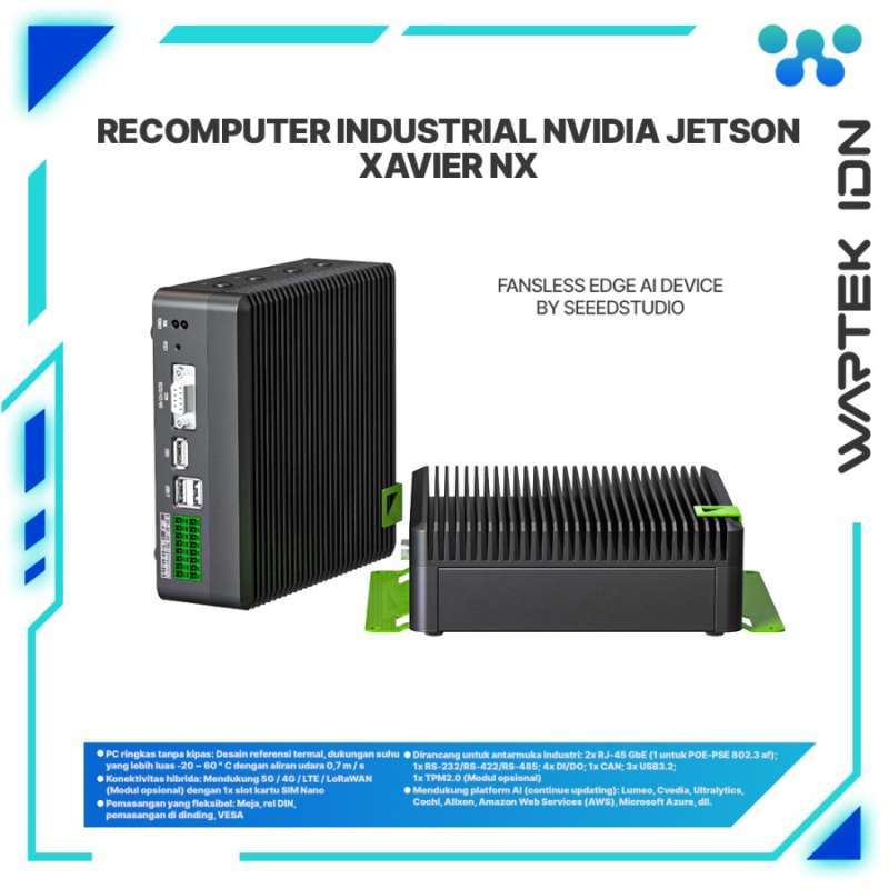 Jual Recomputer Industrial Nvidia Jetson Xavier Nx, Fansless Edge Ai ...