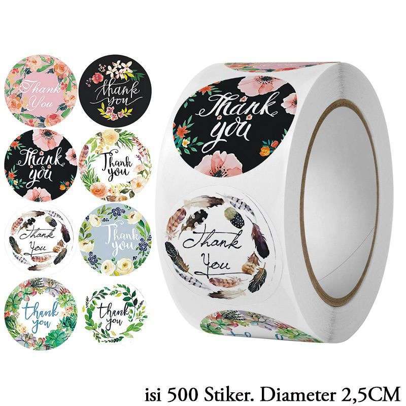 Jual Sticker Thank You 500 Pcs 1 Roll Stiker Terima Kasih Label Di