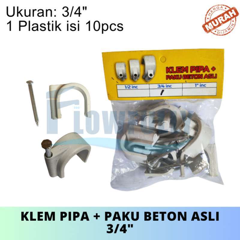 Jual Klem Pipa PVC + Paku Beton Dumbo 3/4 Inch Clam Clamp Omega - 1 Pak ...