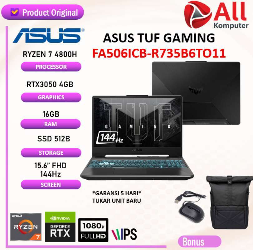 Promo Asus Tuf Fa506icb Rtx3050 Ryzen 7 4800h 16gb 512ssd 15.6fhd 144hz ...