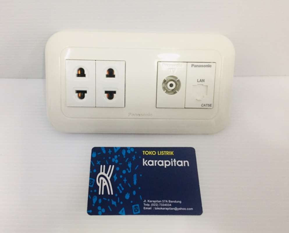 Promo Panasonic Saklar 2 Gang Stop Kontak Universal + Socket TV + Data ...