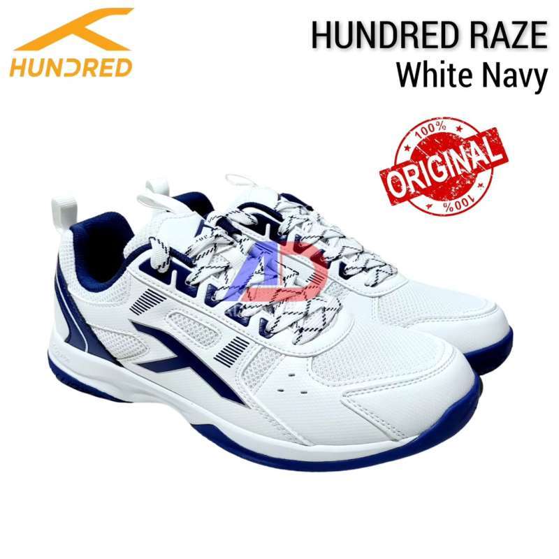 Promo Sepatu Badminton Hundred Raze White Navy Bulutangkis Original ...