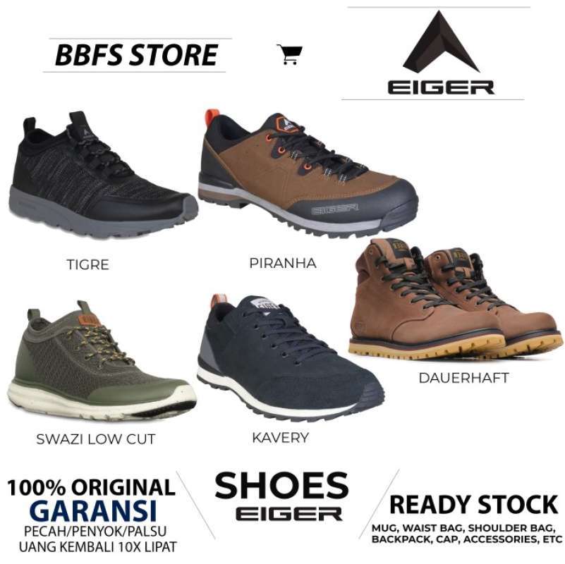 Promo Eiger Original Piranha Low Cut Shoes Sepatu Gunung Hiking Camp ...