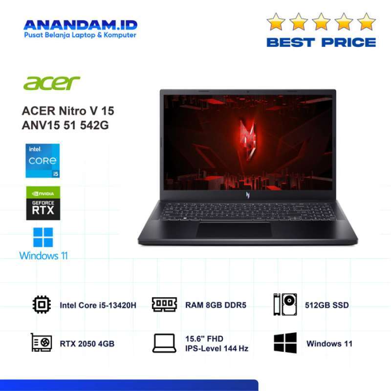 Jual Acer Nitro V 15 Anv15 51 542g Rtx2050 I5 13420h 8/512gb Ssd Fhd ...