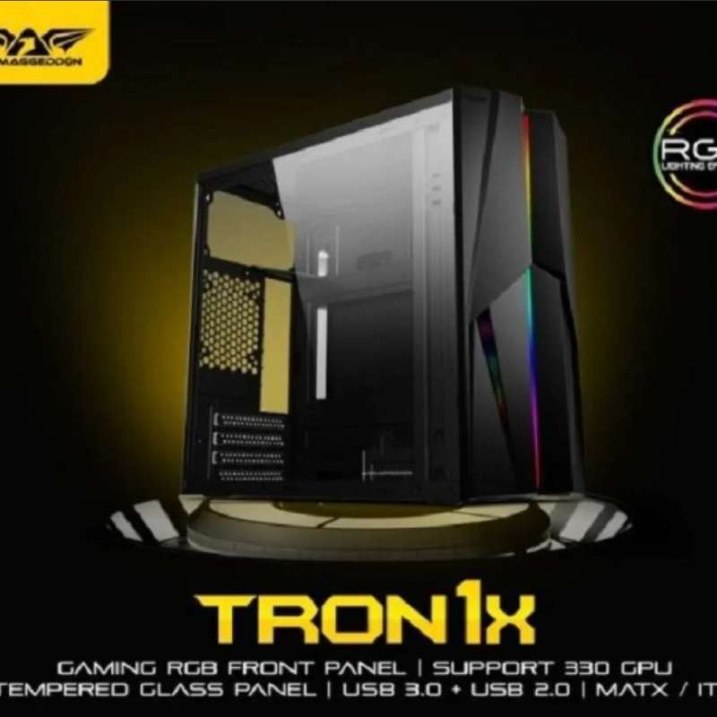 Promo CASING GAMING ARMAGEDDON TRON 1X MICRO ATX TEMPERED GLASS BLACK ...