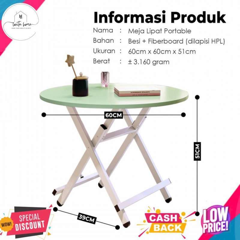 Jual Meja Kopi Bulat Besar Lipat / Coffee Table Besar / Meja Minimalis ...