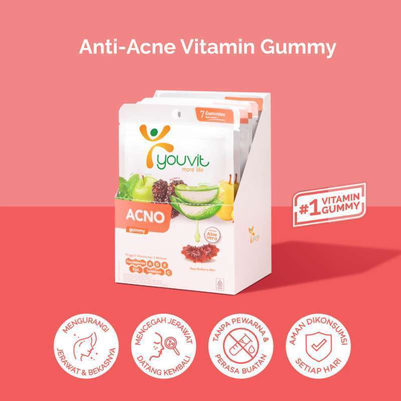 Promo Youvit AcNO 3 sachet (21 Hari) dengan Vitamin A, Niacinamide, Aloe Vera untuk Anti Jerawat ...