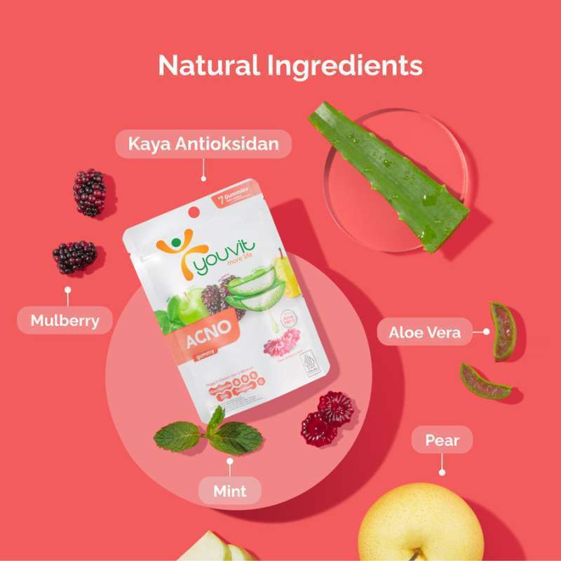 Promo Youvit AcNO 3 sachet (21 Hari) dengan Vitamin A, Niacinamide, Aloe Vera untuk Anti Jerawat ...