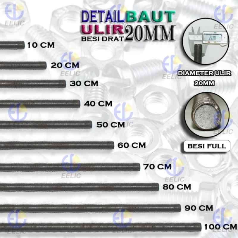 Jual Eelic Bed-m20x50 Besi Drat Baut Ulir Dengan Diameter 20 Mm X ...