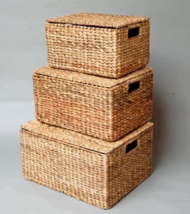 Promo Kotak Penyimpanan/storage/ Box Rangka Besi Tutup Anyaman Eceng ...