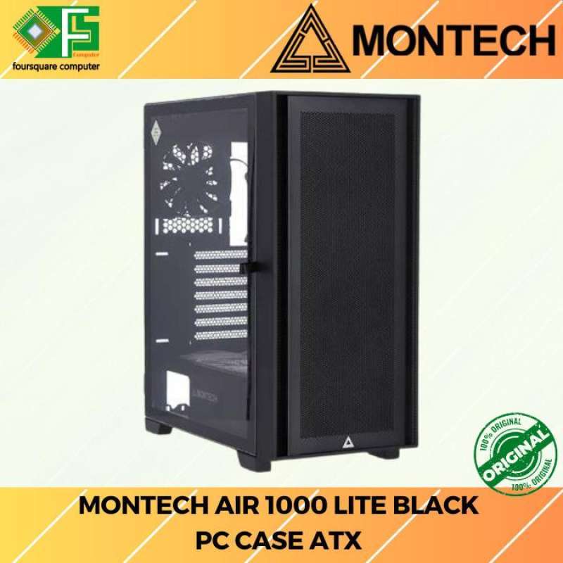 Jual Casing PC ATX Montech AIR 1000 Lite Black + 3x High Airflow Fan di ...