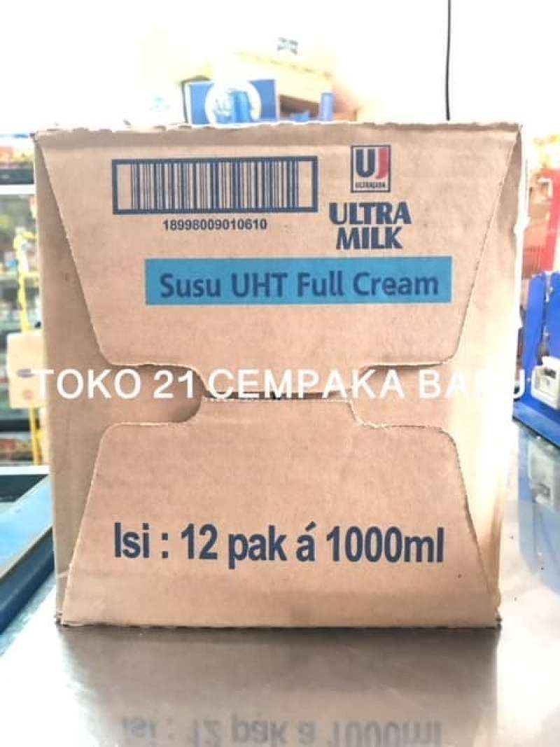 Jual Susu UHT ULTRA MILK FULL CREAM 1000ml 1 KARTON isi 12 PACK | 1000 ...