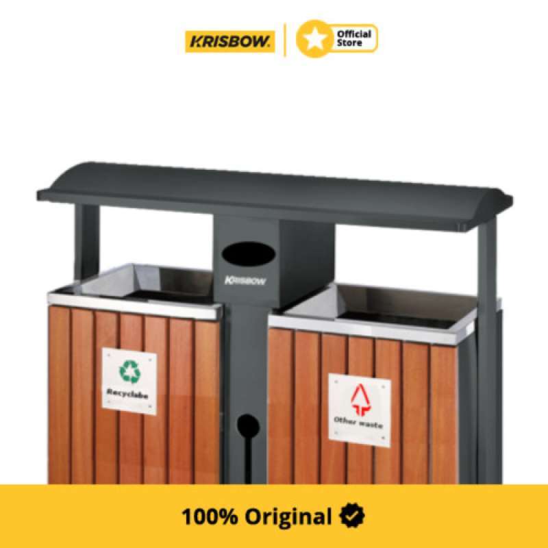 Promo Krisbow Dust Bin Tempat Sampah Outdoor 2 Kompartemen-cokelat Diskon 33% Di Seller Aqmar ...