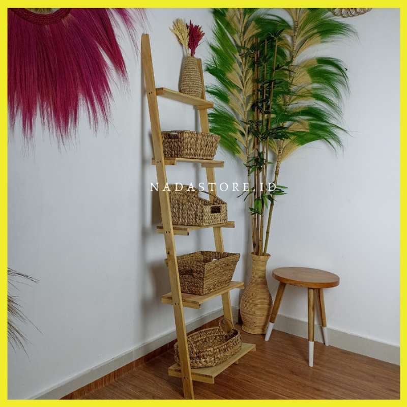 Jual Standing Rak Sudut / Ladder Rak 5 Anak Tangga Solid Wood Aestethic ...