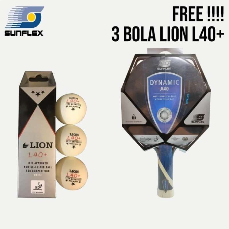 Jual Kayu Bat Pingpong Tenis Meja Sunflex Dynamic A40 Free Bola Lion Terbaru Di Seller Payuu.id ...