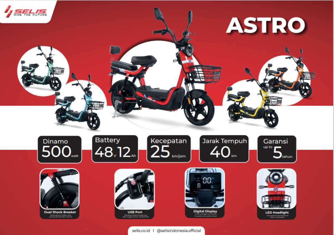 Promo Sepeda Listrik Selis Astro E Bike Selis 48 Volt / 12 Ah - Biru ...