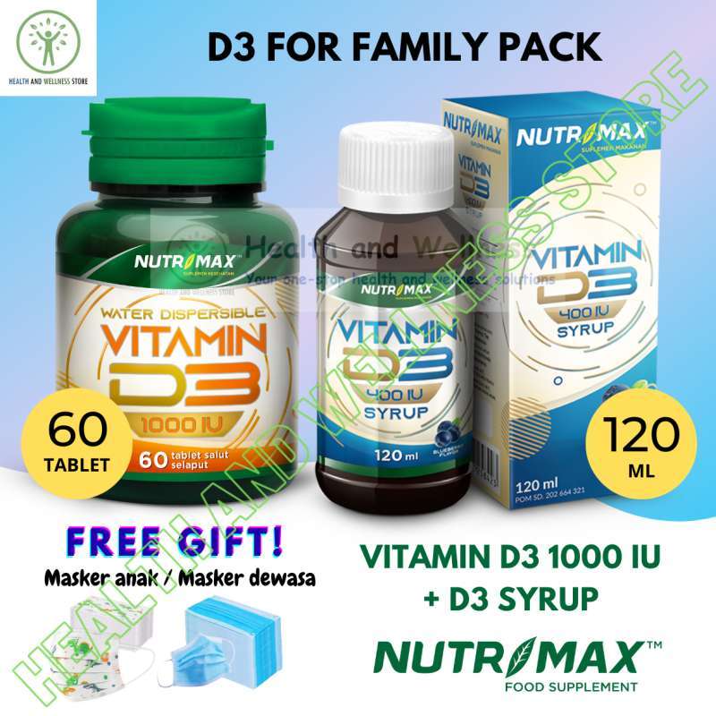 Jual Paket Nutrimax D3 Keluarga Vitamin D3 1000 Iu 60 Tablet Dan D3 400 ...