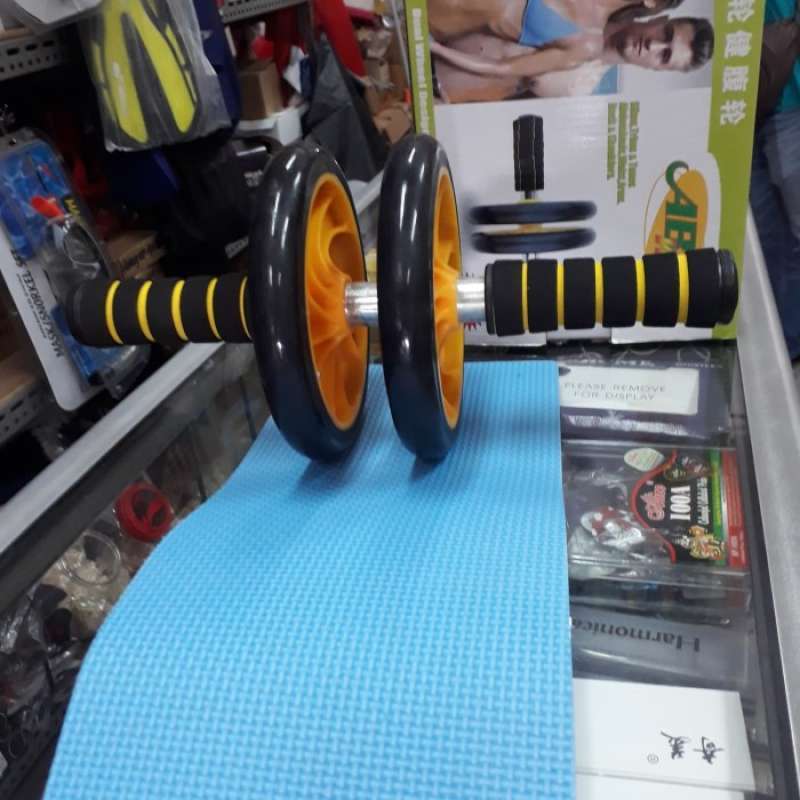 Jual Double Wheel Roller Abdominal Exercise Ab / Alat Fitness Roda ...
