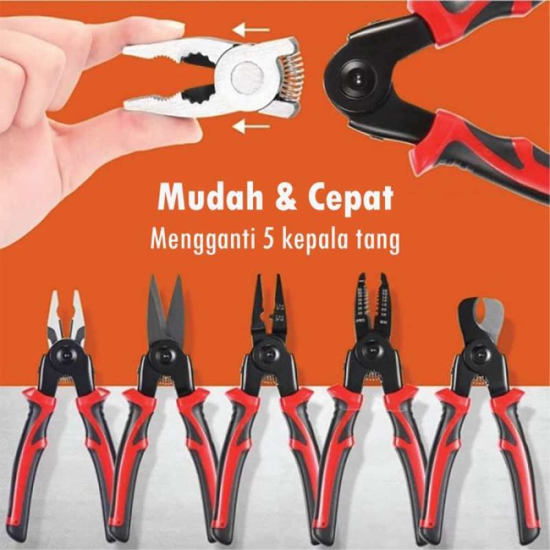 Promo Tang Kabel Listrik Potong Kupas Jepit Multifungsi Serbaguna 5 in ...