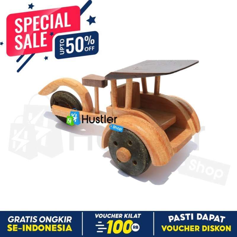 Promo HIASAN MINIATUR BECAK KAYU UKURAN BESAR PAJANGAN MEJA KOLEKSI ...