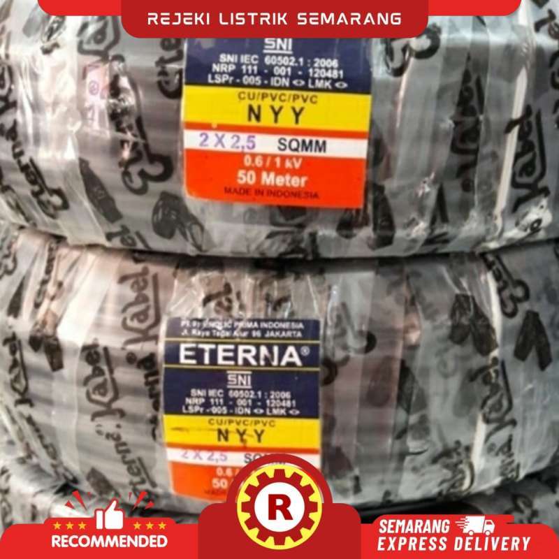 Jual KABEL LISTRIK KAWAT WARNA HITAM MERK ETERNA METERAN / ROL UKURAN NYY 2 X 2,5 ORIGINAL di ...