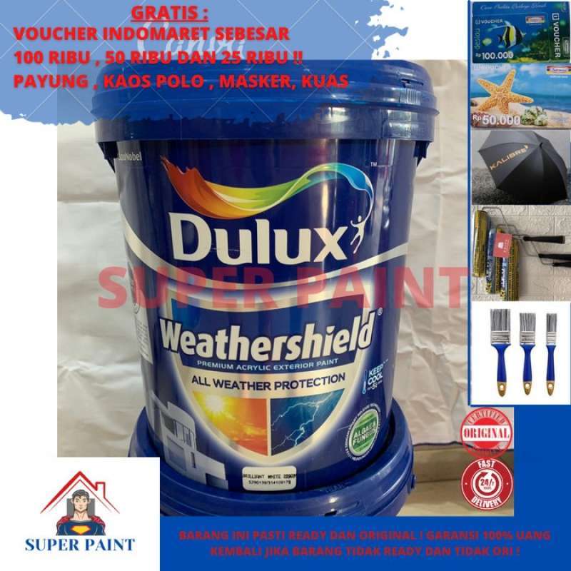Promo CAT TEMBOK LUAR DULUX WEATHERSHIELD BW ASLI PABRIK 100% UKURAN 2.5 L Diskon 23% di Seller ...
