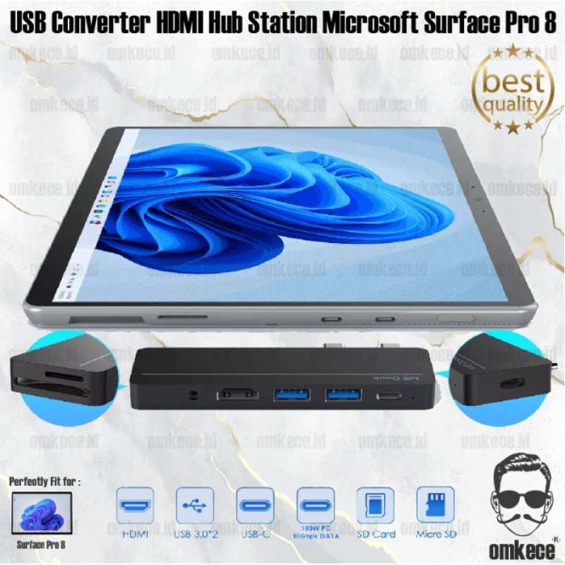 Promo Usb Hub Converter Microsoft Surface Pro 8 Hdmi Type C Adaptor ...