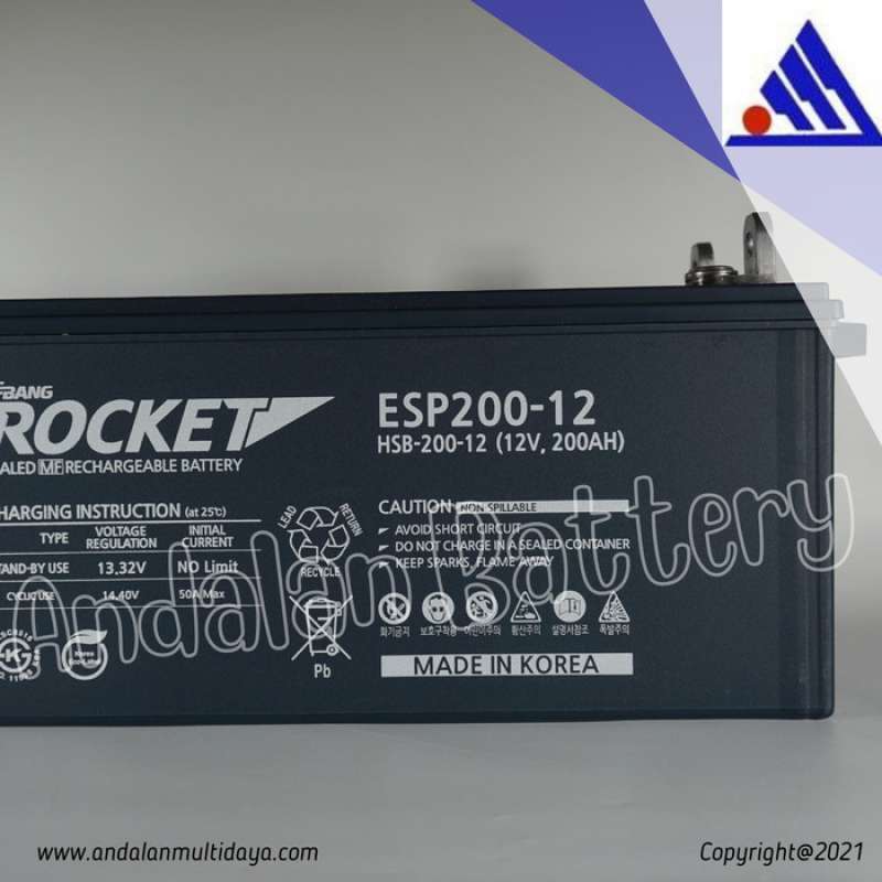 Promo Battery VRLA Baterai Kering Rocket ESP 200-12 MADE IN KOREA - Aki ...
