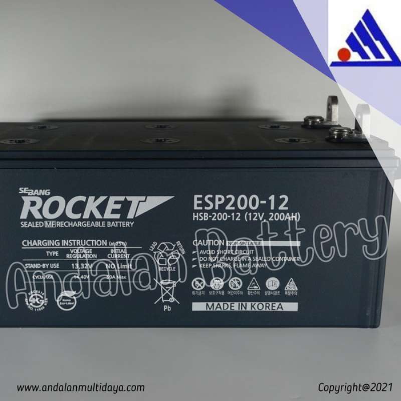 Promo Battery VRLA Baterai Kering Rocket ESP 200-12 MADE IN KOREA - Aki ...