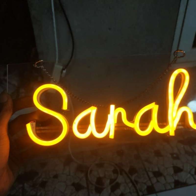 Promo 2 Buah Lampu Led Neon Text Tulisan Sarah Dan Yasmin Pesanan Kak ...