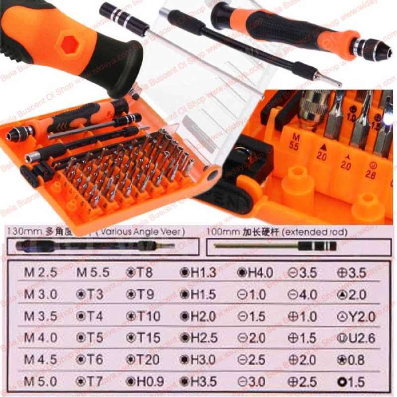 Promo Paket Obeng 37 Mata /Screw Bit Ergonomic Handle 2 Ext Rod 7x ...