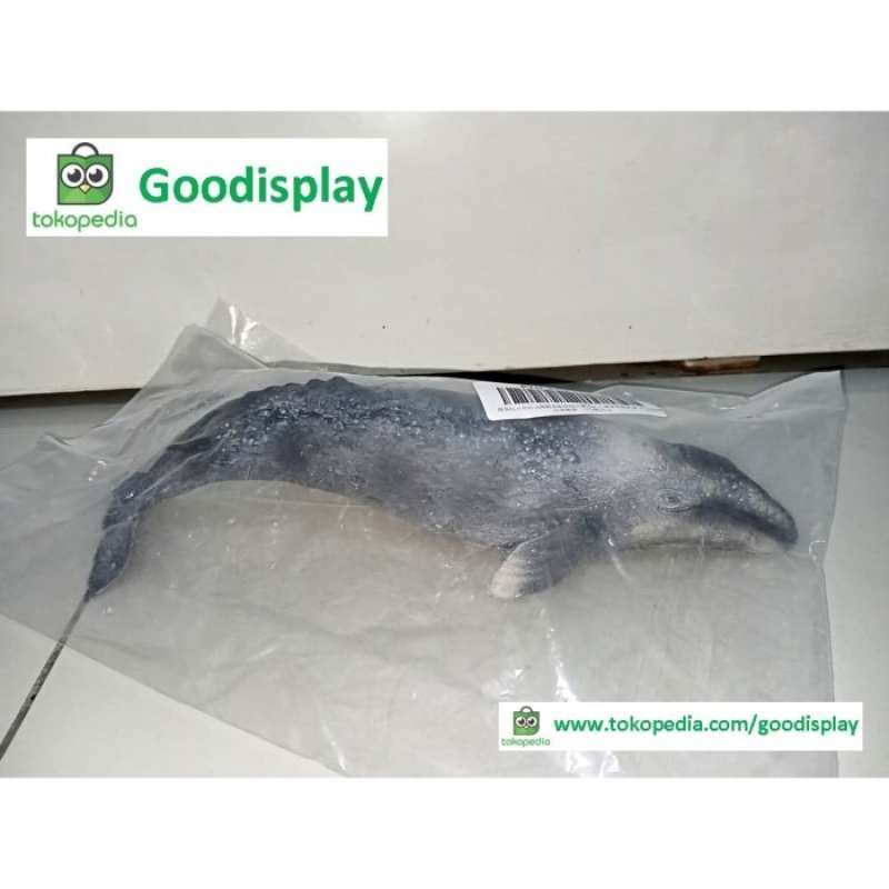 Promo mainan model simulasi figur hewan laut ikan paus kelabu gray ...