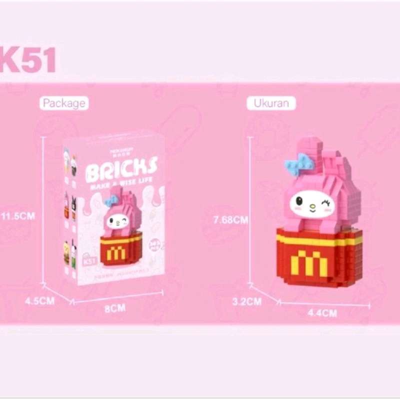 Jual BRICKS NANO BLOCKS SANRIO MCDONALDS FAST FOOD SUNDAE ICE CREAM CONE MCFLURY BURGER FRENCH ...