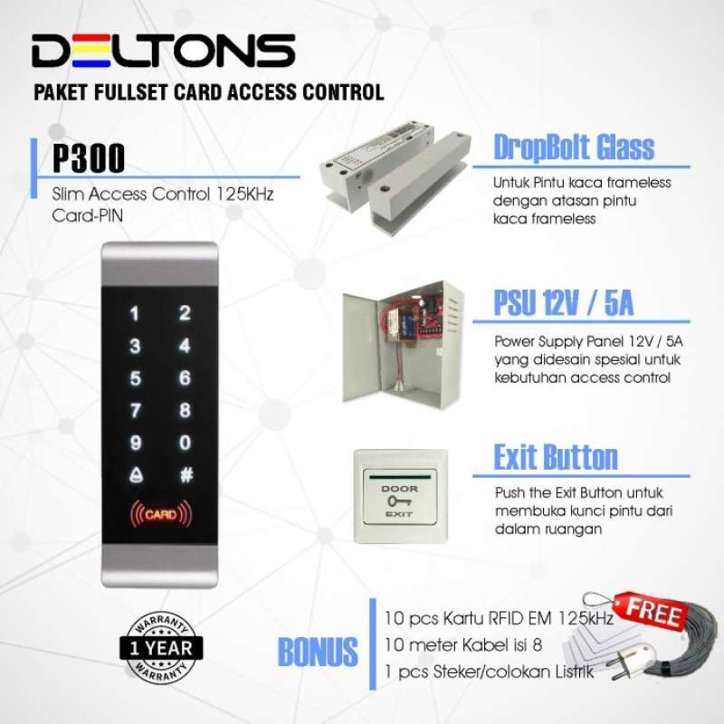 Promo Paket Slim Door Access Control Pintu Akses Kontrol Rfid 125khz - Dropbolt Glass___standard ...