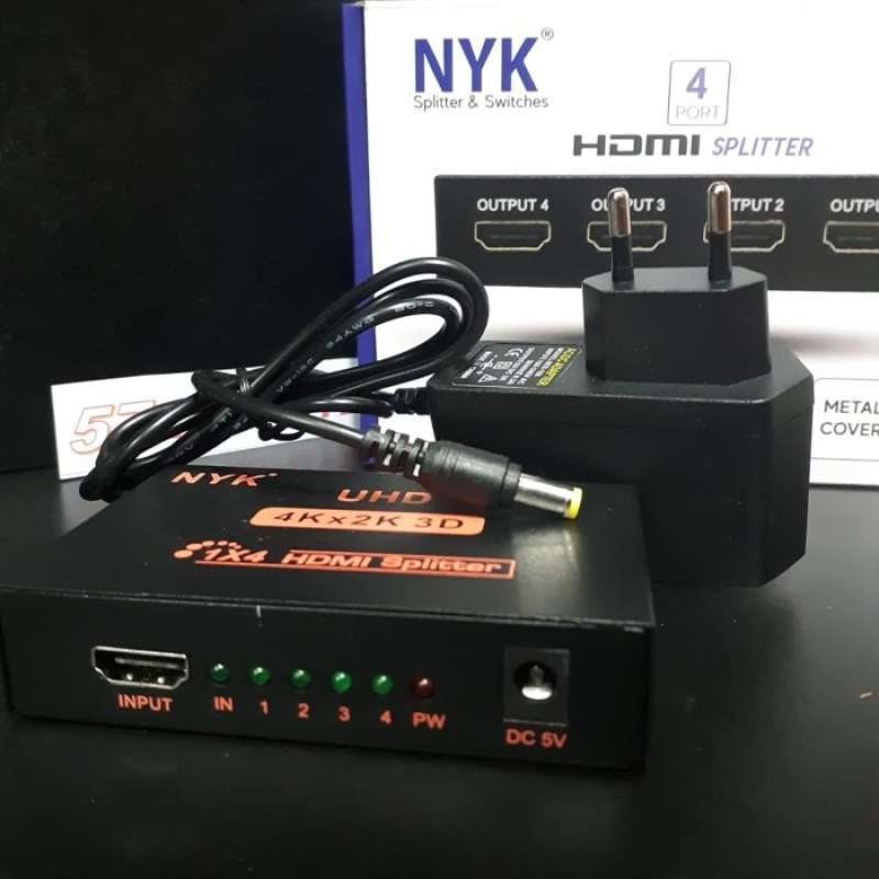 Jual Nyk Hdmi Splitter 4 Port 1-4 Hdcp Full Hd 3d 4kx2k 4k X 2k Uhd ...