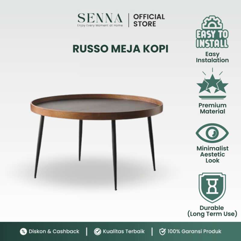 Promo Russo Meja Ruang Tamu Minimalis Coffee Table Meja Kopi Bulat ...