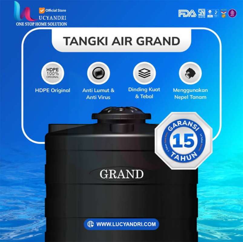 Jual Tangki Tandon Air Grand 2200 Liter Sertifikasi Halal GBL 2200 NEW ...