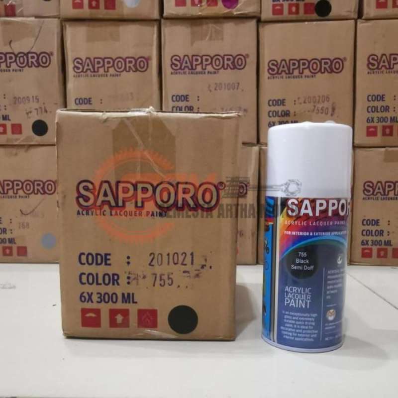 Jual Cat Semprot Sapporo 755 Black Semi Doff Colour Spray Warna Hitam ...