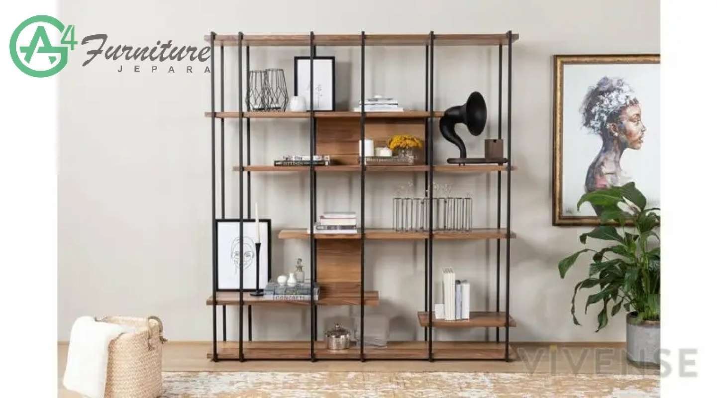 Jual Rak Buku Besi Kayu Modern Cooper di Seller AG4 Furniture Jepara ...