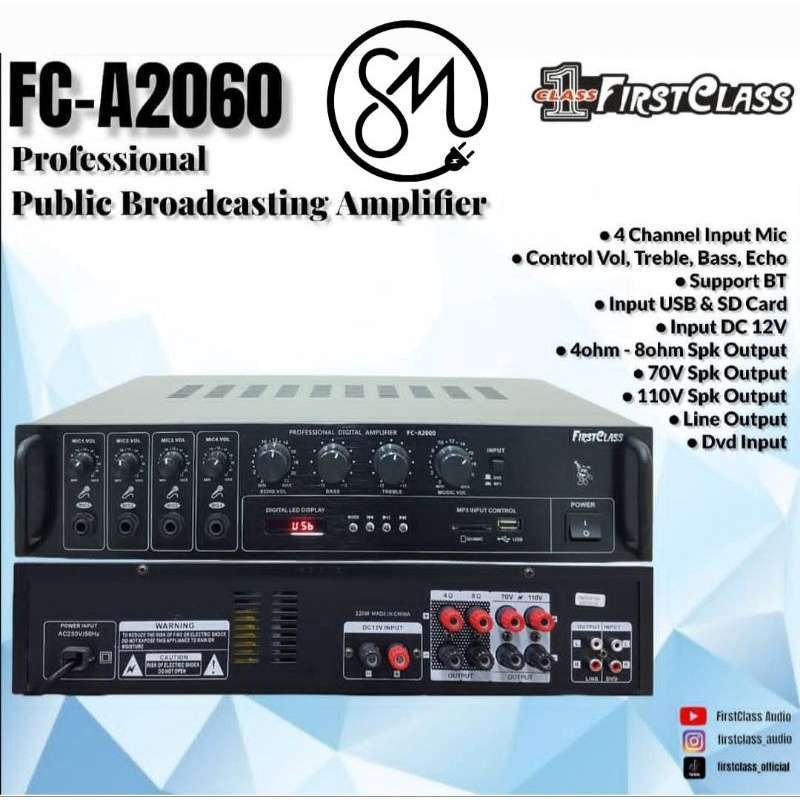 Jual Amplifier Firstclass Fc-a2060 Ampli Masjid Mushola Toa 120 W Watt ...