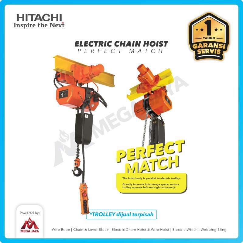 Jual Hitachi Electric Chain Hoist 5 Ton X 6 Meter 3f Sh Series Di ...