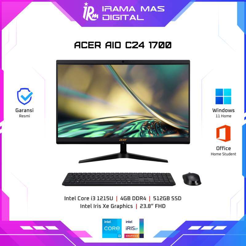 Jual PC ACER AIO C24-1700 Intel Core i3-1215U 4GB 512GB SSD 23.8 FHD ...